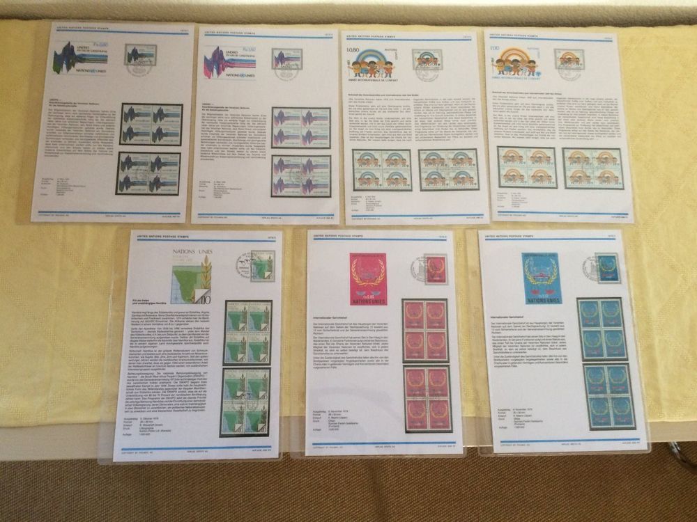7 BL. UNION NATIONS POSTAGE STAMPS 1979 (Neu (gemäss Beschreibung)) in ...
