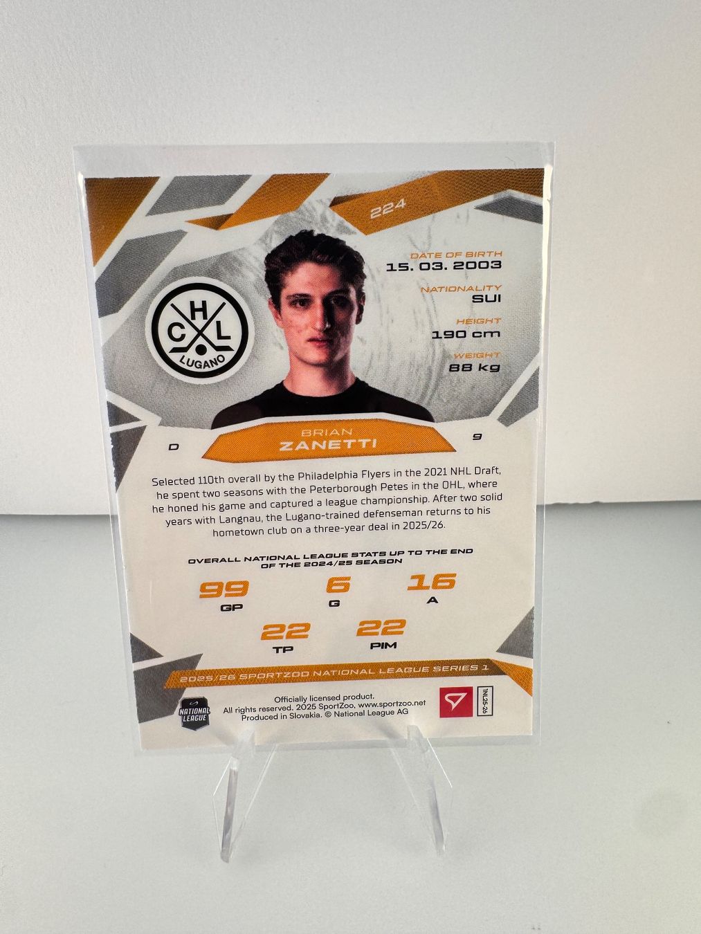 224 Brian Zanetti HC Lugano SportZoo 2025/26 (Neu (gemäss Beschreibung ...