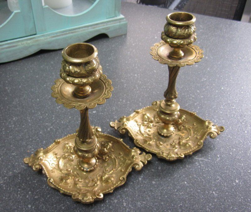 2 Antike Kerzenständer, Kerzenhalter aus Messing (Gebraucht) in Bischofszell für CHF 98 – mit ...