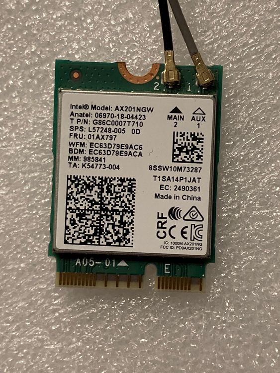 Intel Wi-Fi 6 AX201NGW WLAN und Bluetooth Modul (Neu (gemäss ...