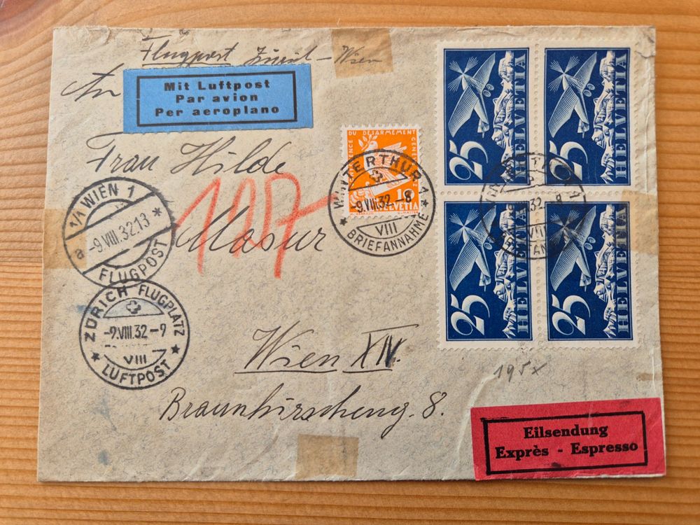 CH-Luftpost Express Brief 1932 n.Wien Zustand gemäss Bilder | Kaufen auf Ricardo