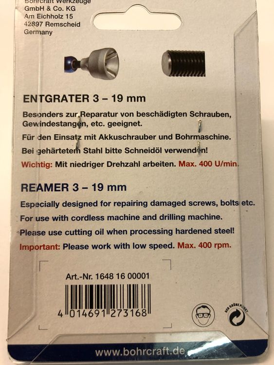 Aussen-Entgrater HSS 3-19 mm (Neu und originalverpackt) in Wagen für ...