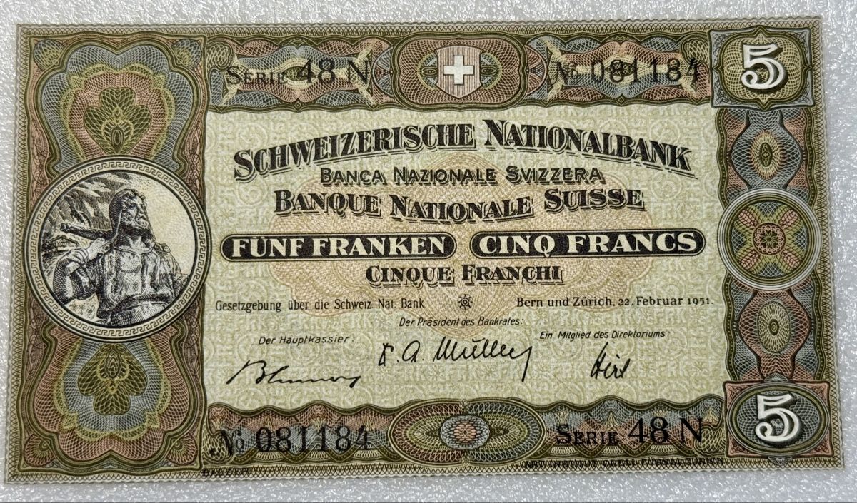 5 Franken 1951 Pick#11o Schweiz in UNZ (Gebraucht) in Langrickenbach ...