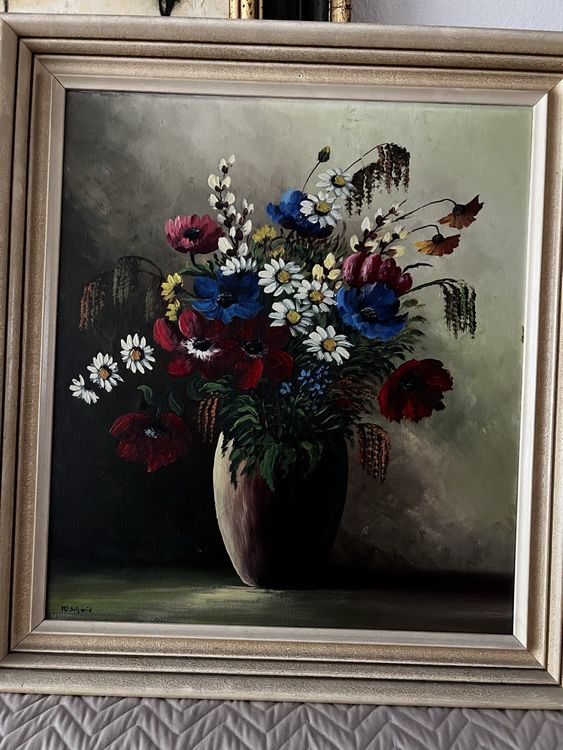 Gemälde Vase Blumen sign Schmid | Kaufen auf Ricardo