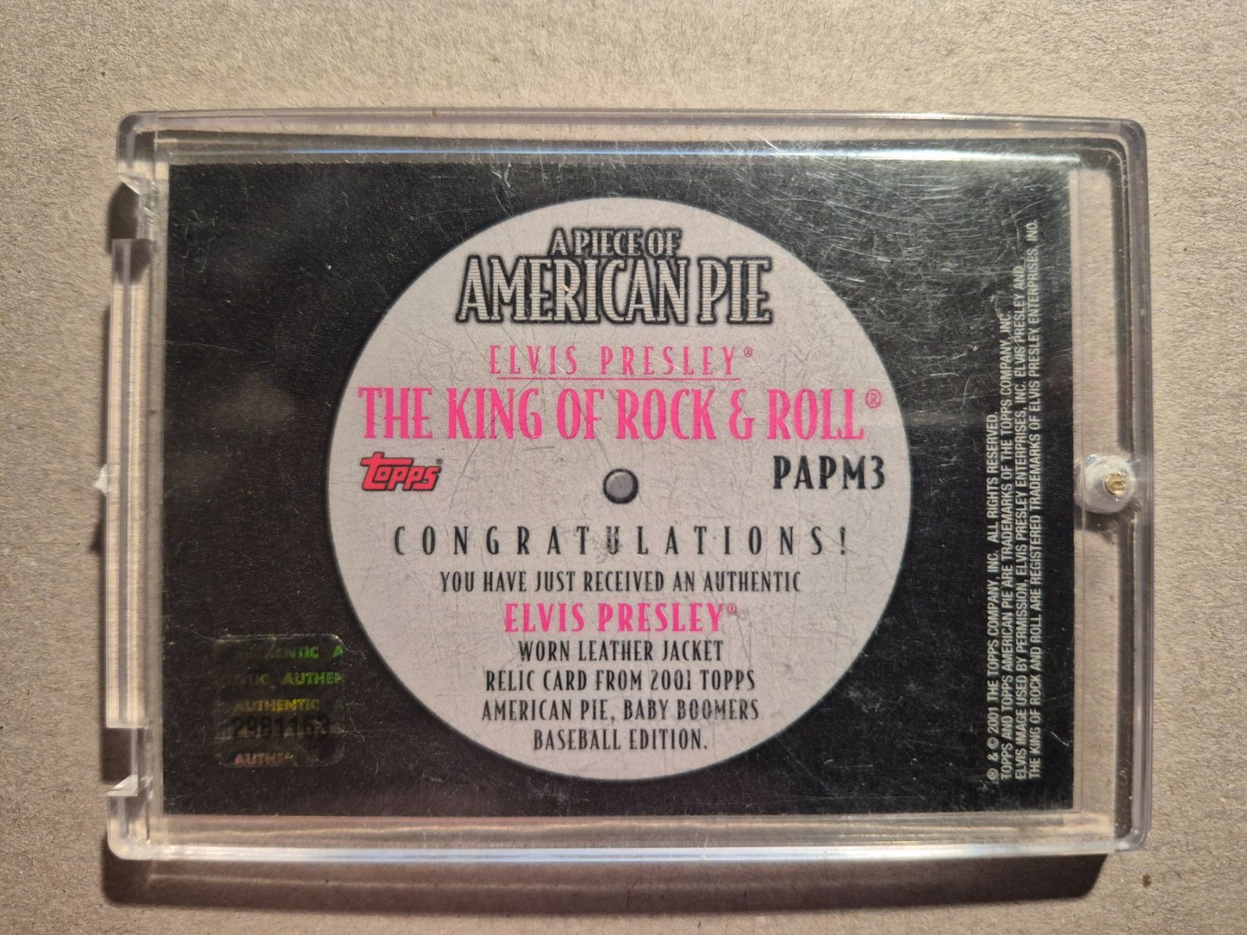 Topps American Pie Elvis Presley Worn Leather Jacket Patch (Gebraucht ...