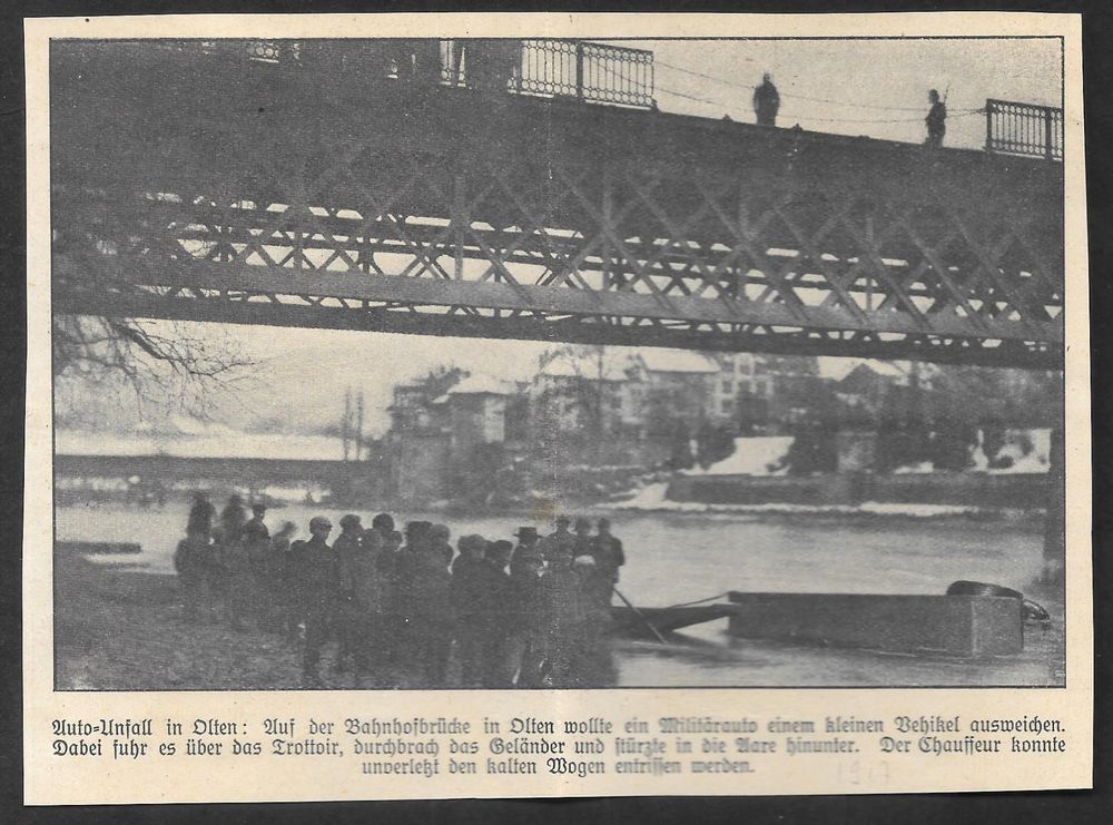 Olten Zeitungsartikel Auto-Unfall Bahnhofbrücke 1917 (Gebraucht) in ...