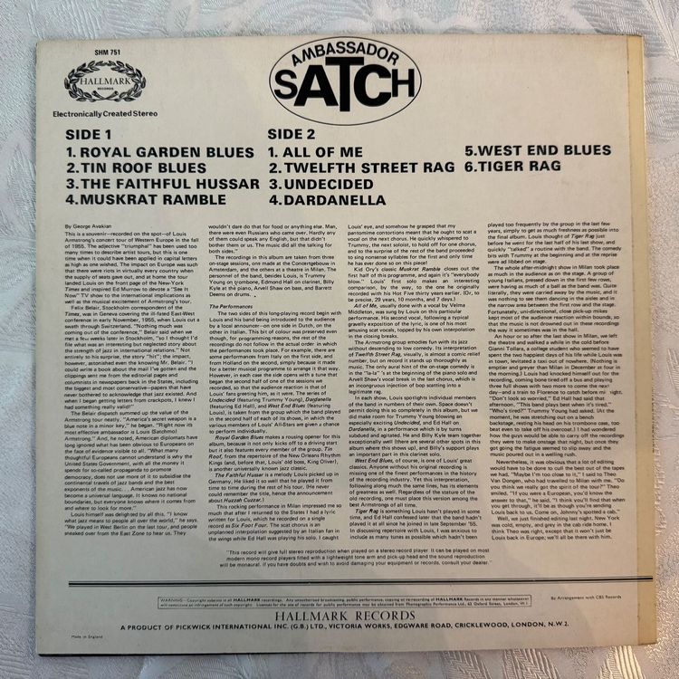 LOUIS ARMSTRONG AND HIS ALL STARS - AMBASSADOR SATCH (Gebraucht) in ...