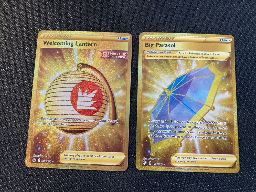 2x Gold Trainer Full Art Pokémon Cards ENG Lantern Parasol (Gebraucht ...