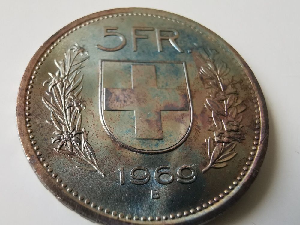 5 CHF FRANKEN 1969 SILBERMÜNZE PATINA SCHWEIZ | Kaufen auf Ricardo