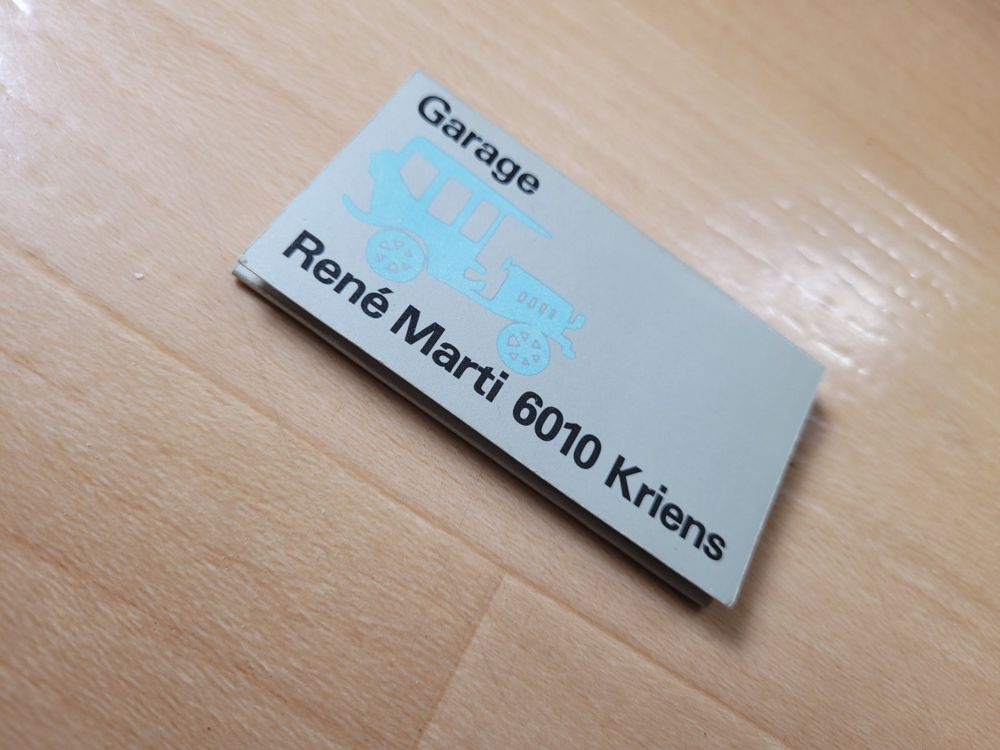Vintage Streichholzschachtel Garage Rene Marti Kriens (Neu (gemäss ...