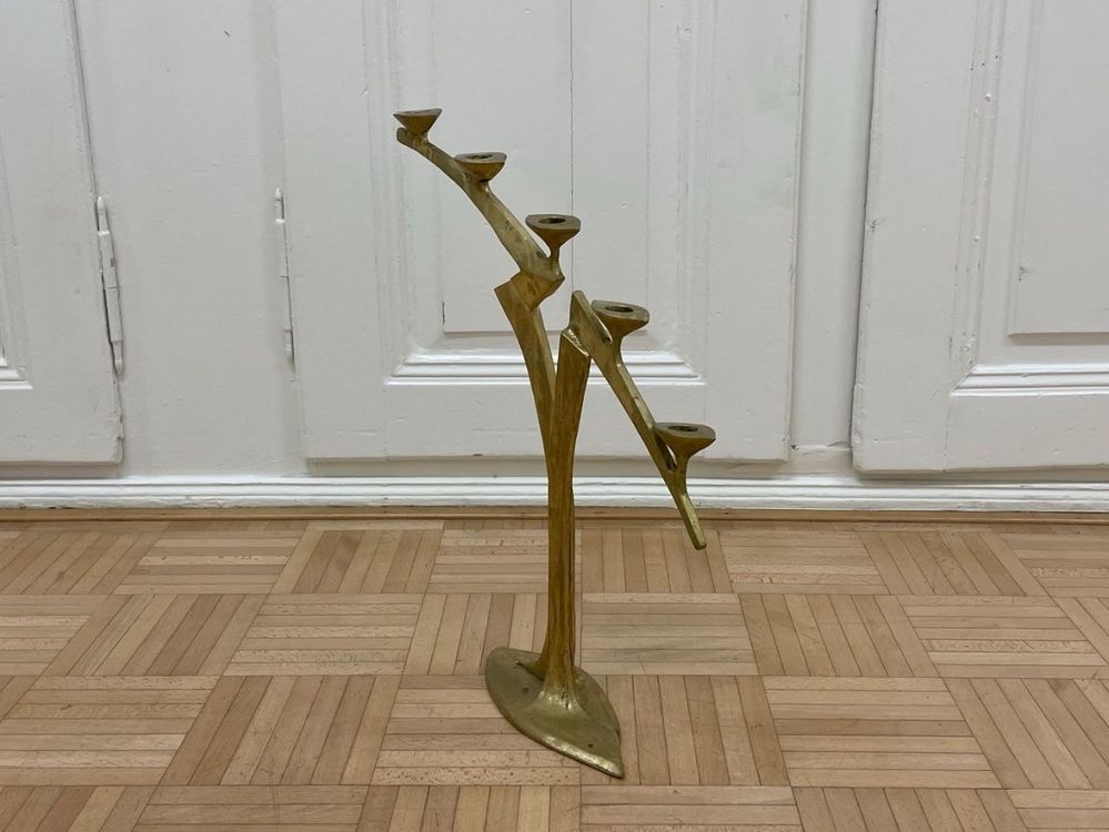 Imposanter Brutalismus Messing Kerzenständer vintage Design | Kaufen auf Ricardo