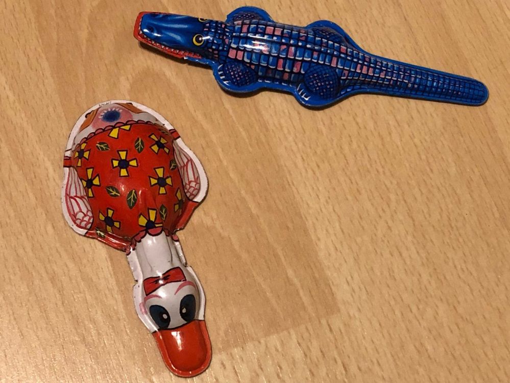 Klick Klack Ente und Krokodil, 2 Klick Klack Tiere aus Blech (Gebraucht ...