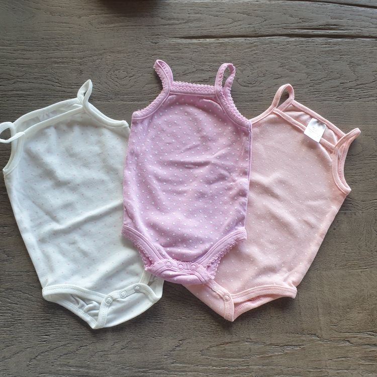 🐸 3 BODIES NEUWERTIG / ALLE 50 / 56 WEISS PEACH ROSA (Neu (gemäss ...