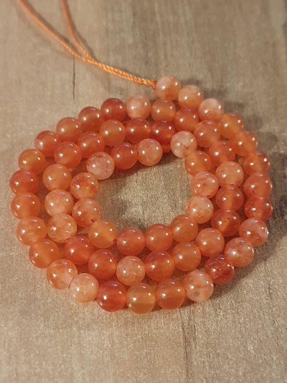 1 Strang Natürliche Orange Jade Stein Perlen 6 mm | Kaufen auf Ricardo