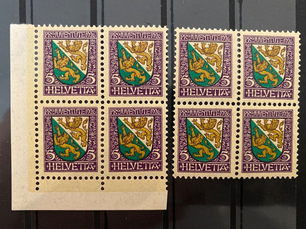 1926 Pro Juventute J37 Viererblock postfrisch Kantonswappen (Neu (gemäss Beschreibung)) in Wil ...