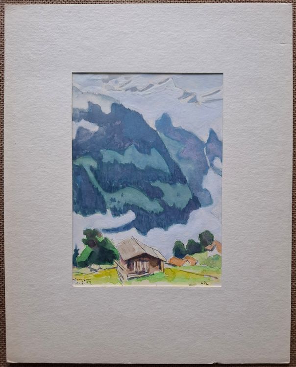 Walter Simon Aquarell «Alphütte in den Bergen» 1959 signiert (Gebraucht ...