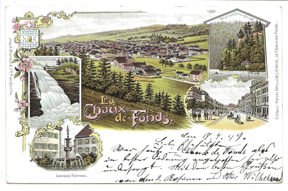 La Chaux-de-Fonds (NE) Rue Léopold-Robert - tolle Litho 1899 (Gebraucht ...