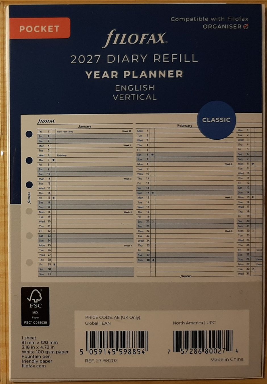 filofax 2027 Diary Refill Year Planner English 27-68202 (Neu und ...