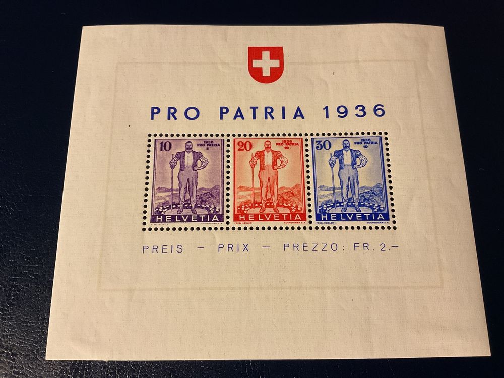 1936 Pro Patria Block mit Erstfalz Zum. W8 Marken postfrisch (Gebraucht) in Rheinfelden für CHF ...