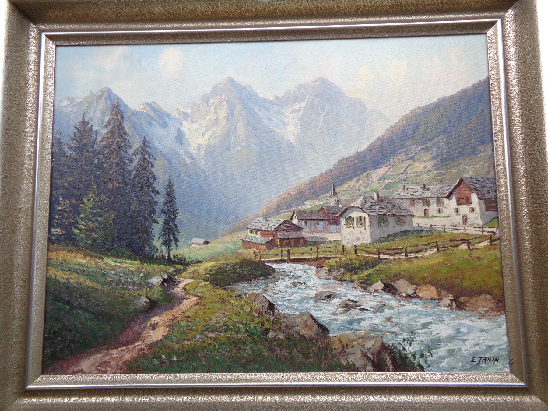 OELGEMÄLDE ENRICO JANIN ENGADIN NATIONALPARK GRAUBÜNDEN (Defekt) in ...