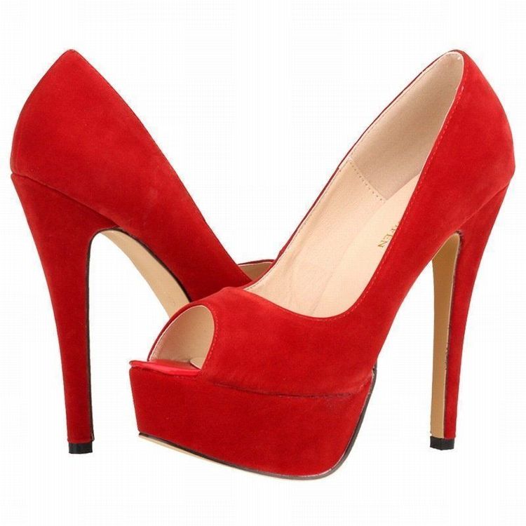 Sexy Pumps Plateau High Heels Velvet Rot 37 (Neu und originalverpackt ...