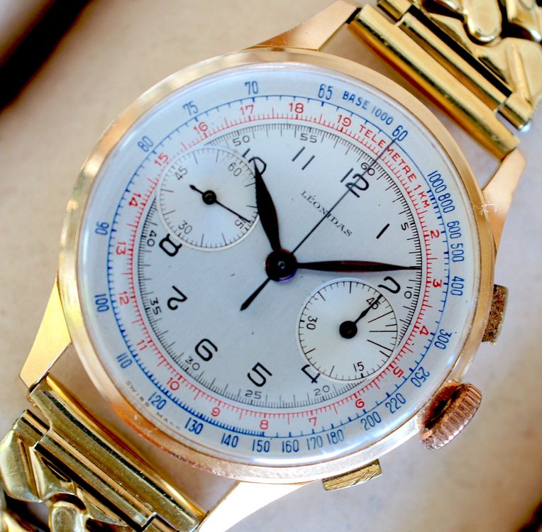 Golduhr Leonidas Chronograph 18K / 750, Landeron 47 (Gebraucht) in ...