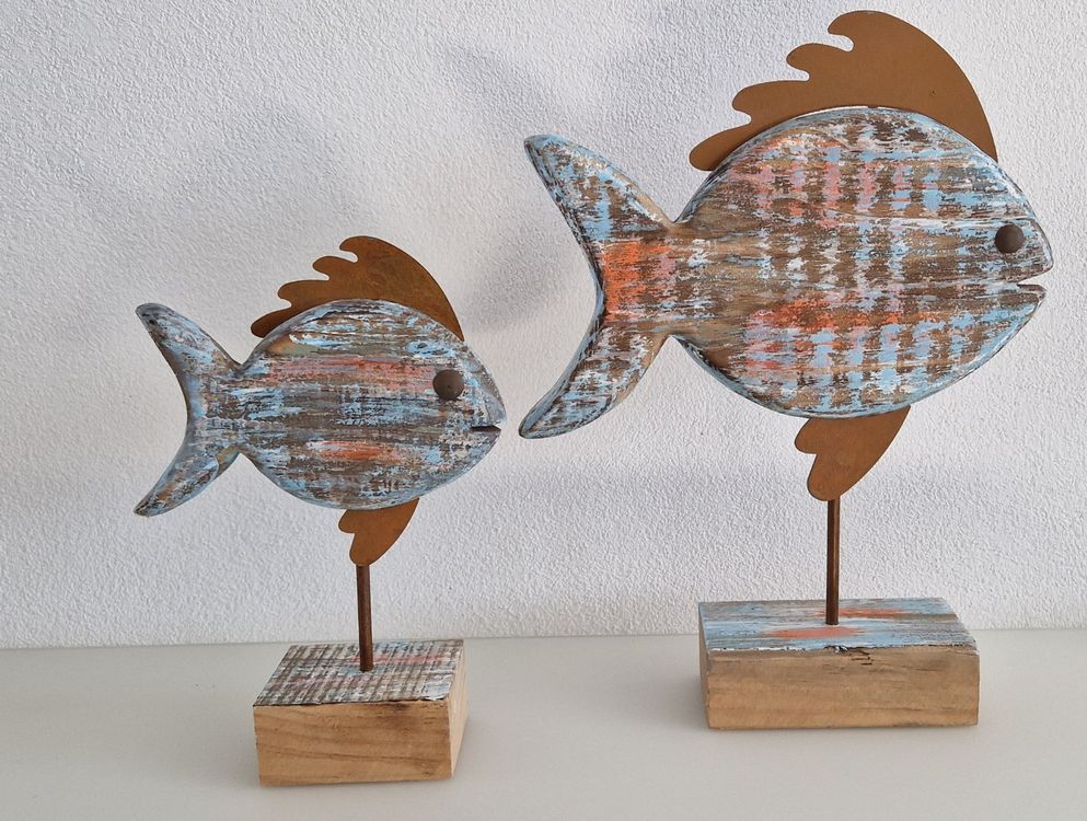 Holz Fische Deko Gross