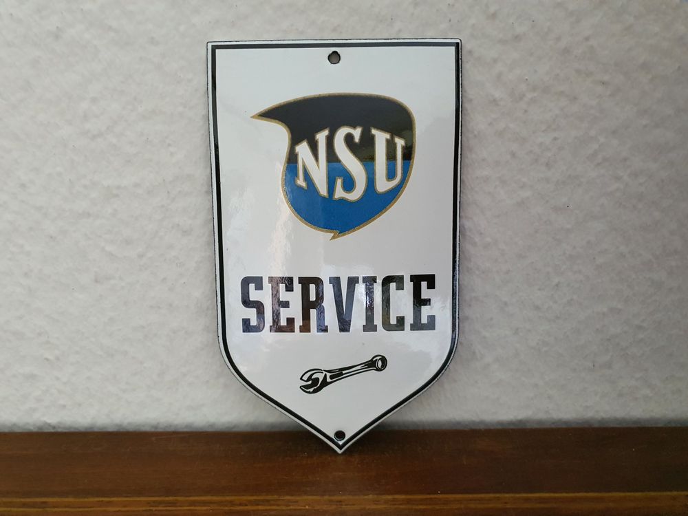 Emailschild NSU Service Logo, Emaille Schild Reklame Retro (Neu (gemäss ...