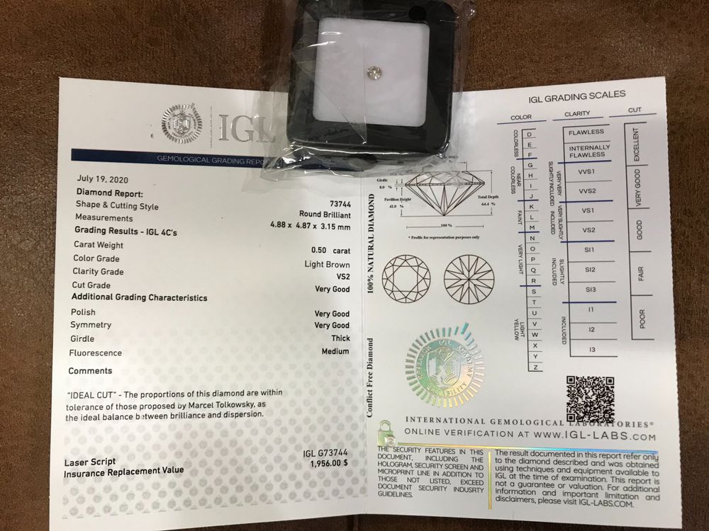 0,5 Karat Diamant inkl IGL Zertifikat - Vers. Wert 1956 CHF (Neu (gemäss Beschreibung)) in ...