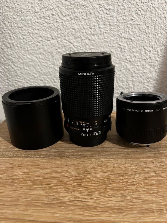Minolta 100mm F4 Macro Objektiv mit Macro 1.1 Adapter (Gebraucht) in ...