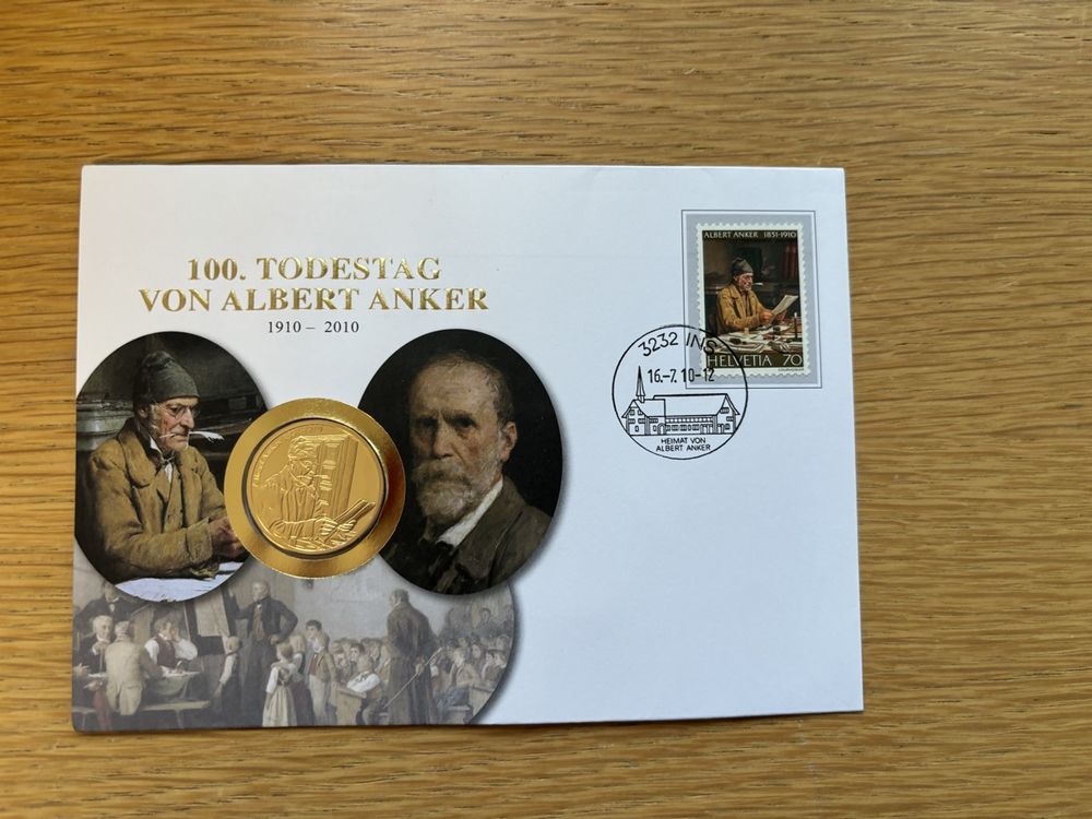 Münzbrief 100. Todestag von Albert Anker 16.7.2010 (Gebraucht) in Murgenthal für CHF 6 – mit ...