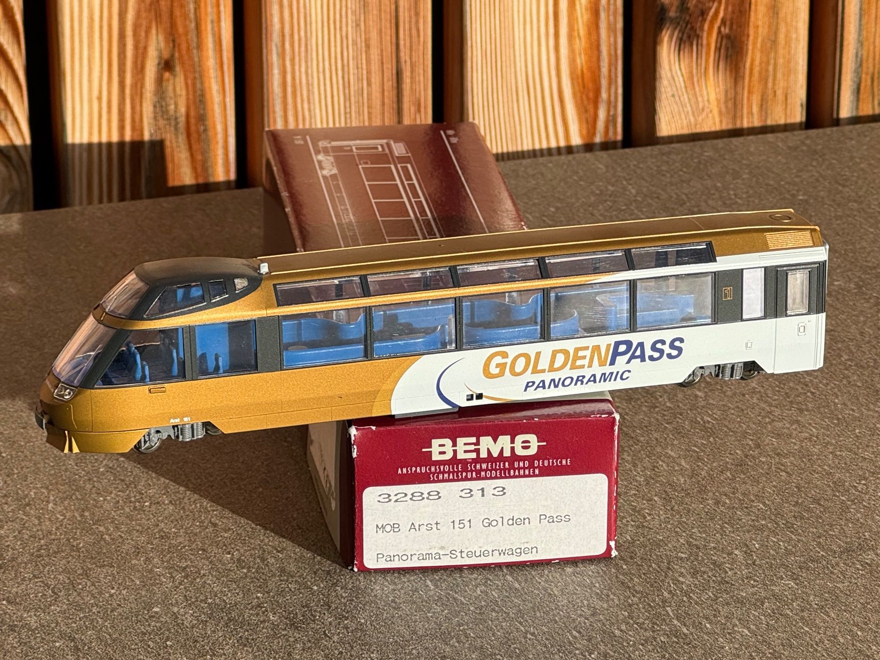 BEMO H0m 3288 313 GOLDEN PASS ARST 151 STEUERWAGEN, MOB (Neu (gemäss ...