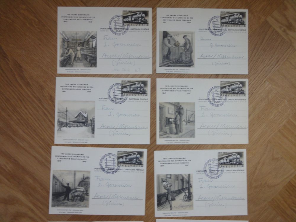 10 Stk. Postkarten von 1947 "100 Jahre Eisenbahn" | Kaufen auf Ricardo