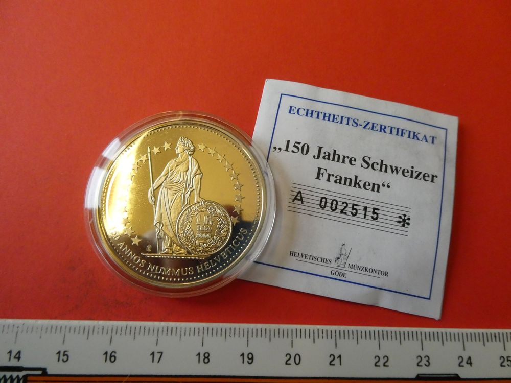 versilberte Medaille PP, 150 Jahre Schweizer Franken (Neu (gemäss Beschreibung)) in Hinterforst ...