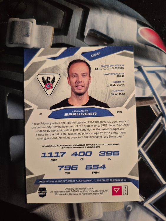 Julien Sprunger HC Fribourg Gotteron 2025/26 Sportzoo (Gebraucht) in ...