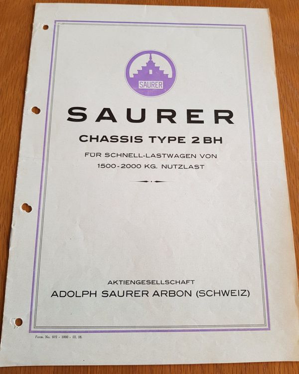 Prospekt Saurer 2BH Schnellastwagen 1928 | Kaufen auf Ricardo