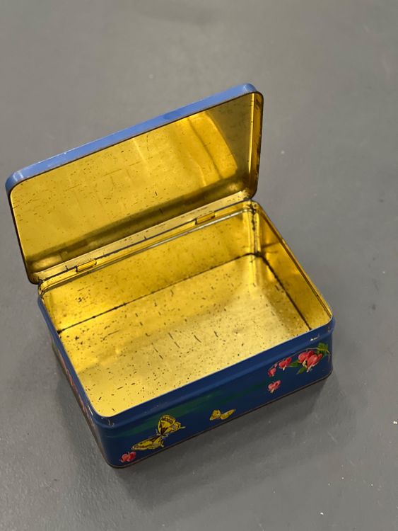 Blechdose Guetzli Blumen, Schmetterlinge, vintage Dose blau | Kaufen ...