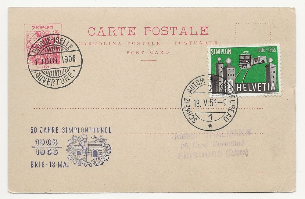 Brig-Iselle 1906 / 50 Jahre Simplontunnel 1956 5e (Gebraucht) in Aarau ...