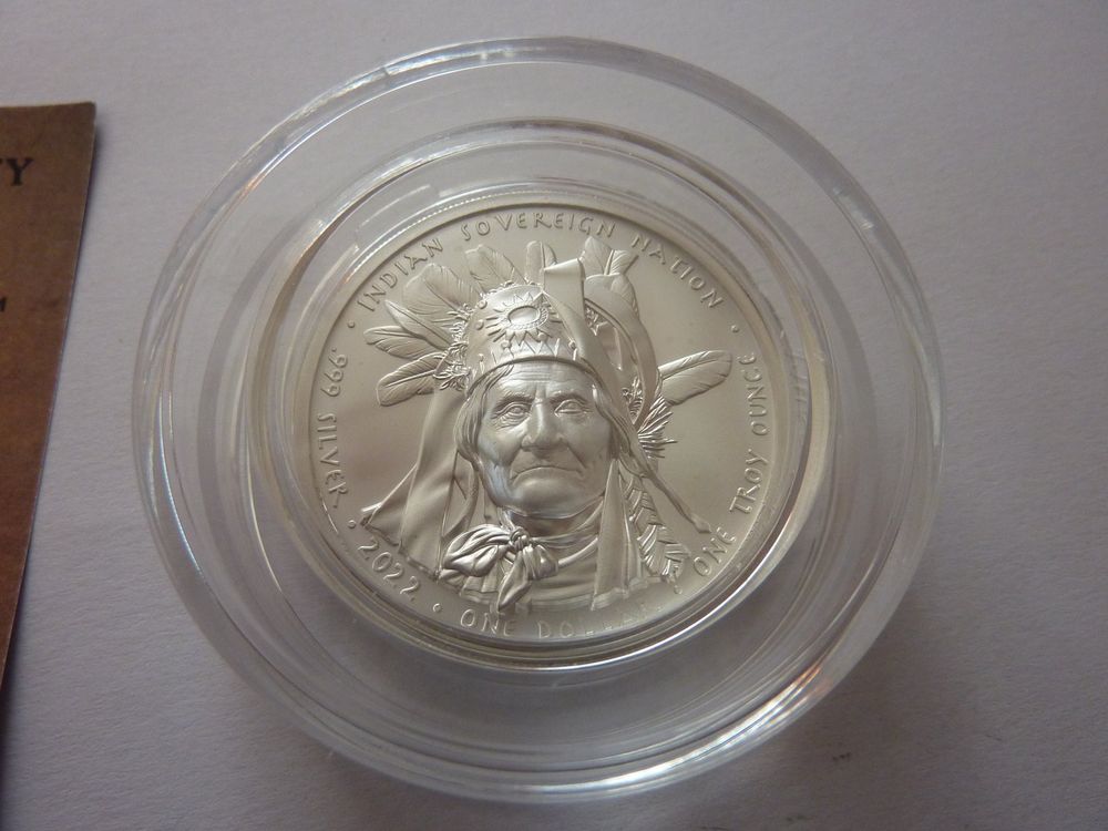 1 Unze- Silbermünze aus Amerika : Geronimo 2022, High Relief (Neu und ...