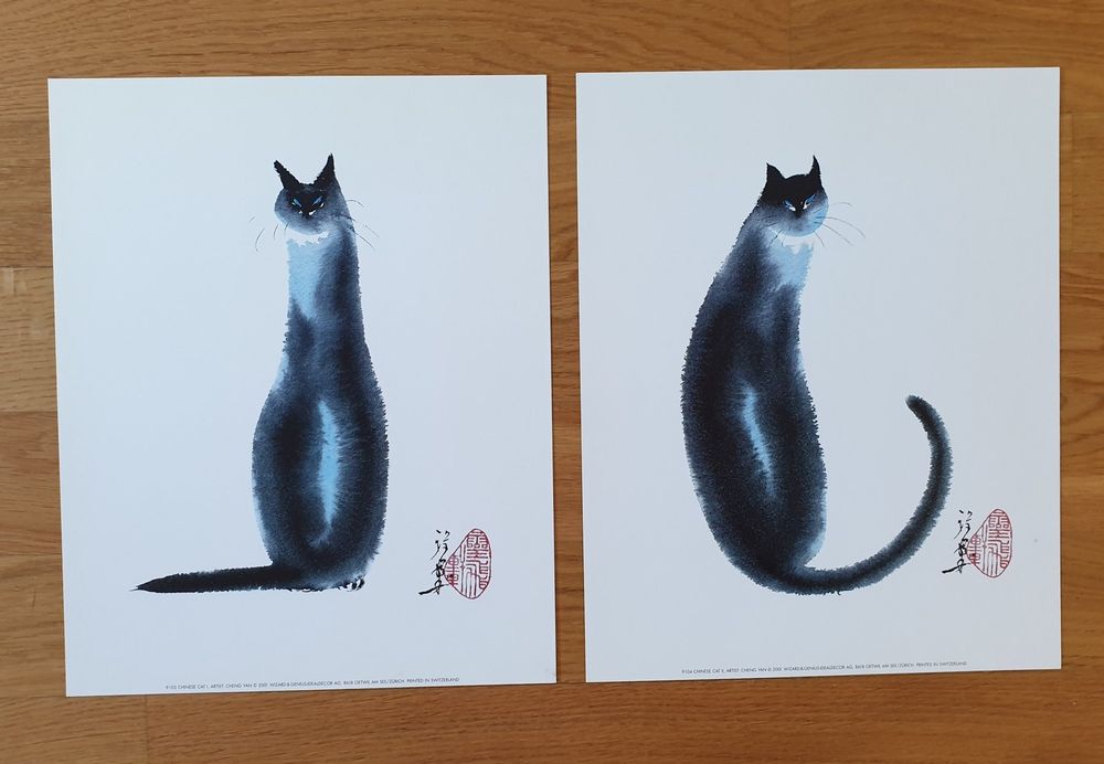 Cheng Yan - 2x Katzenbilder 24 x 30 cm | Kaufen auf Ricardo