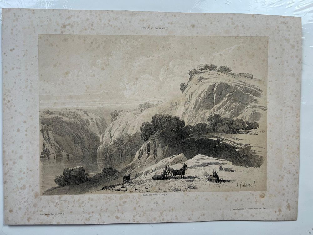 Alexandre Calame (1810-1864) Lithographie mit Stempel (Gebraucht) in ...