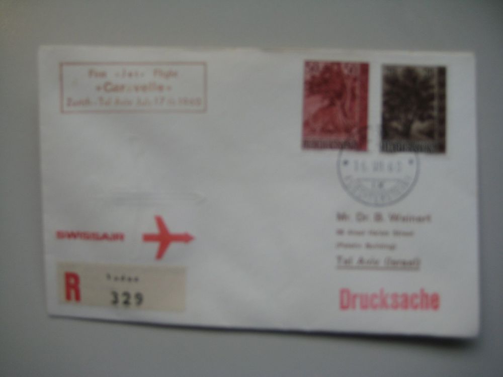 Erstflugbrief FL - Zürich - TelAviv 1960 (Gebraucht) in Wangs für CHF 6 – mit Lieferung auf ...