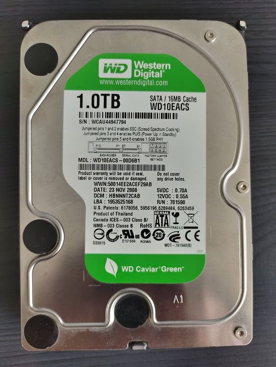 Western Digital Caviar Green WD10EACS 1TB (Gebraucht) in Niederweningen für CHF 10 – mit ...