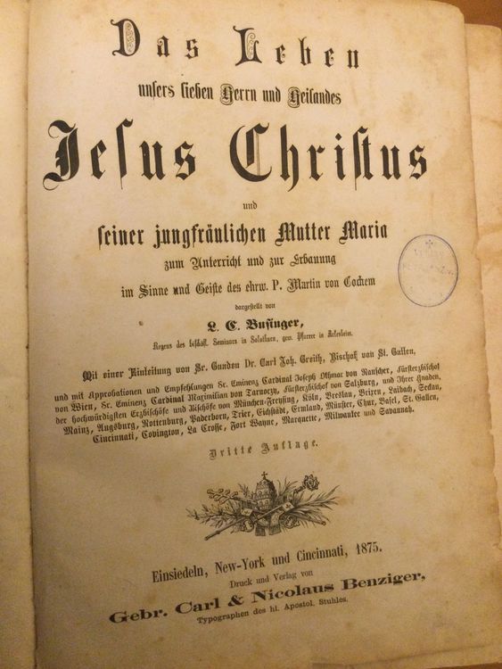 Bibel: Jesus Christus und seine Mutter Maria, 1873 (Gebraucht) in Adliswil für CHF 60 – mit ...