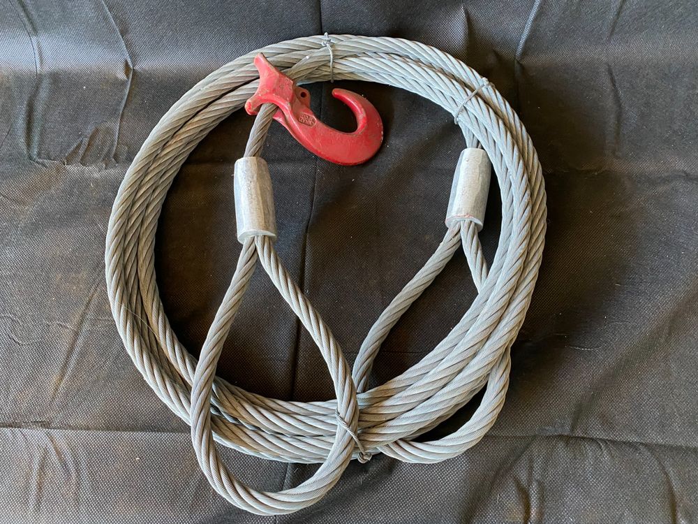 Drahtseil mit Schlingen und Haken, ca. 7.5 Meter, 15 mm (II) (Neu ...