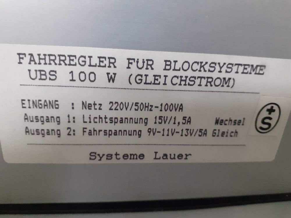 Lauer UBS 100 W: 5 A Elektronik-Fahrregler/Trafo (Neu (gemäss ...
