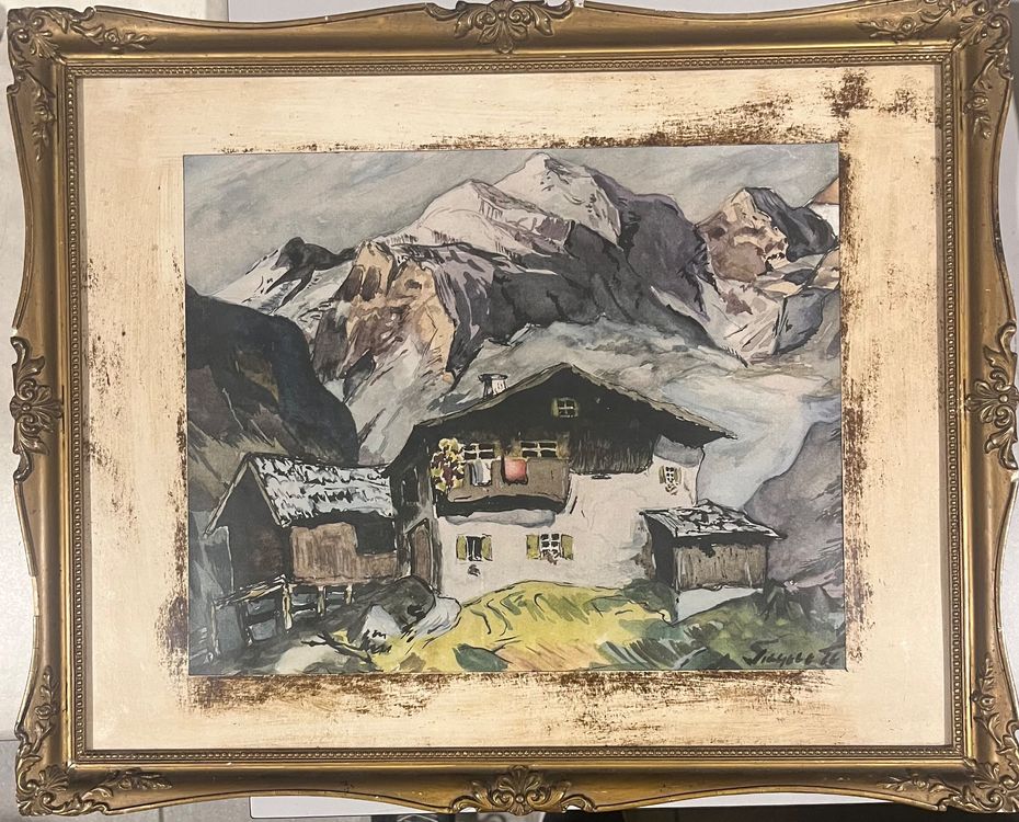 Berglandschaft Aquarell, Unleserlich Signiert | Kaufen auf Ricardo