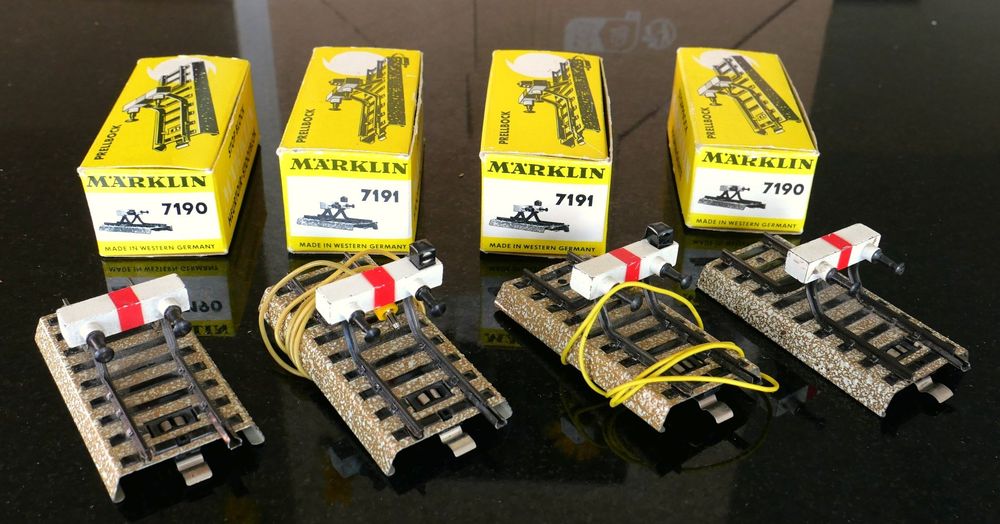 Märklin H0 4x M-Gleis Prellbock 7190 und 7191 in OVP 1963/64 (Gebraucht ...