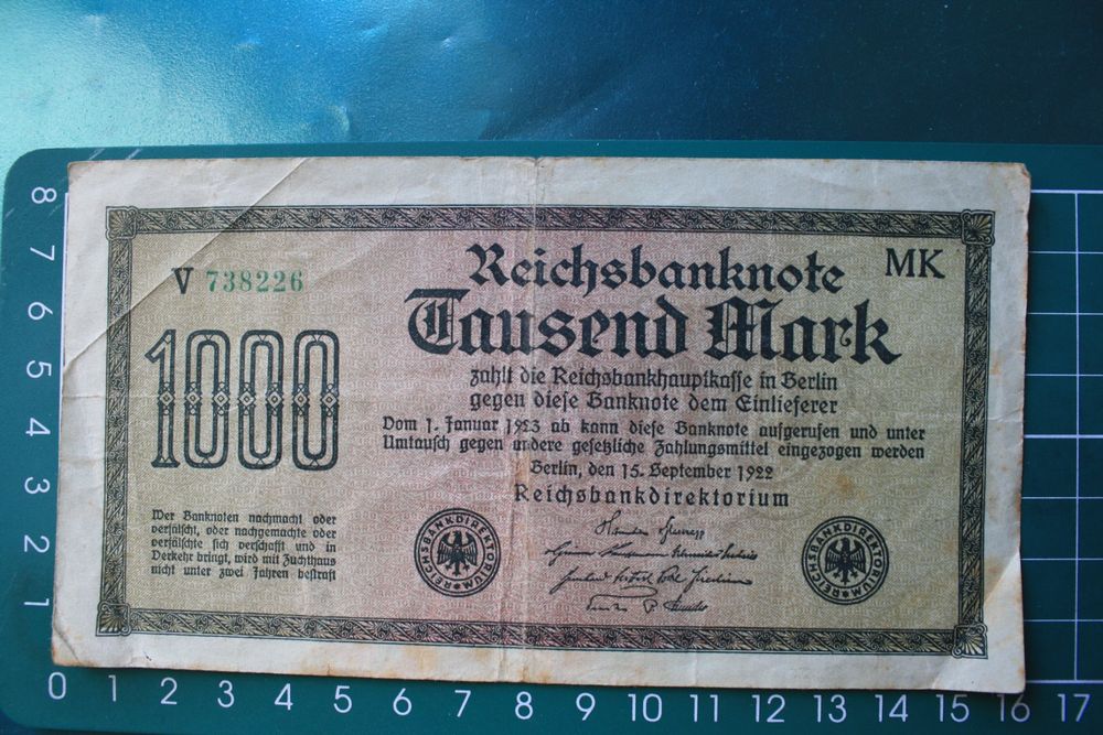 currency reichsbanknote 1000 Mark 1922 (Gebraucht) in Laupen für CHF 1 ...