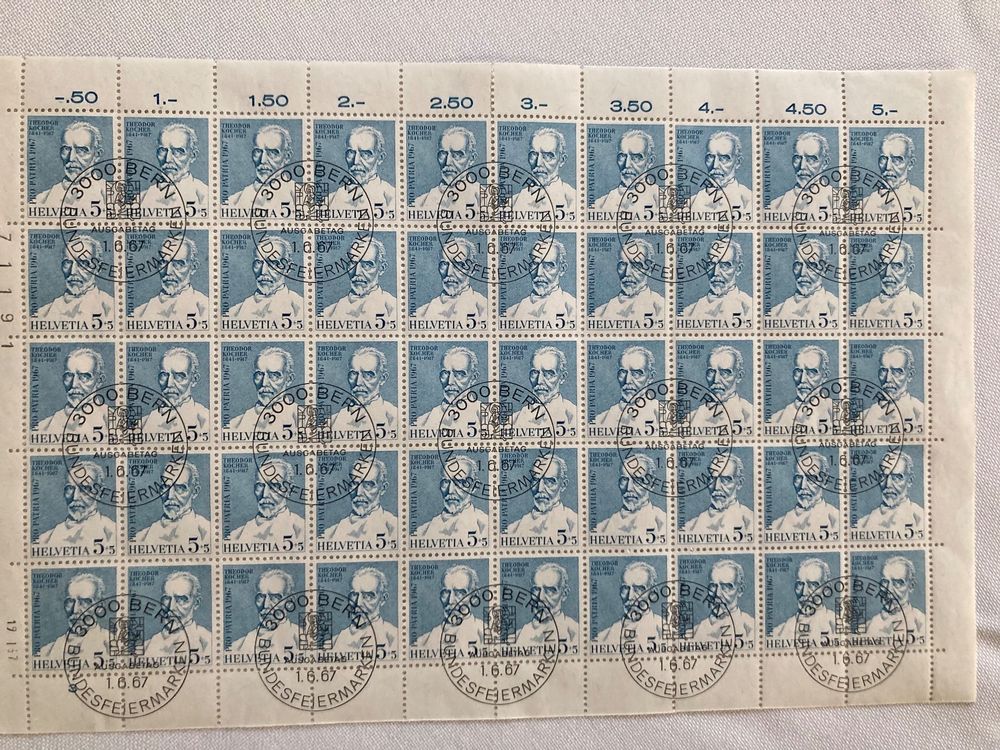 Briefmarkenbogen Pro Patria 1967 gummiert | Acheter sur Ricardo